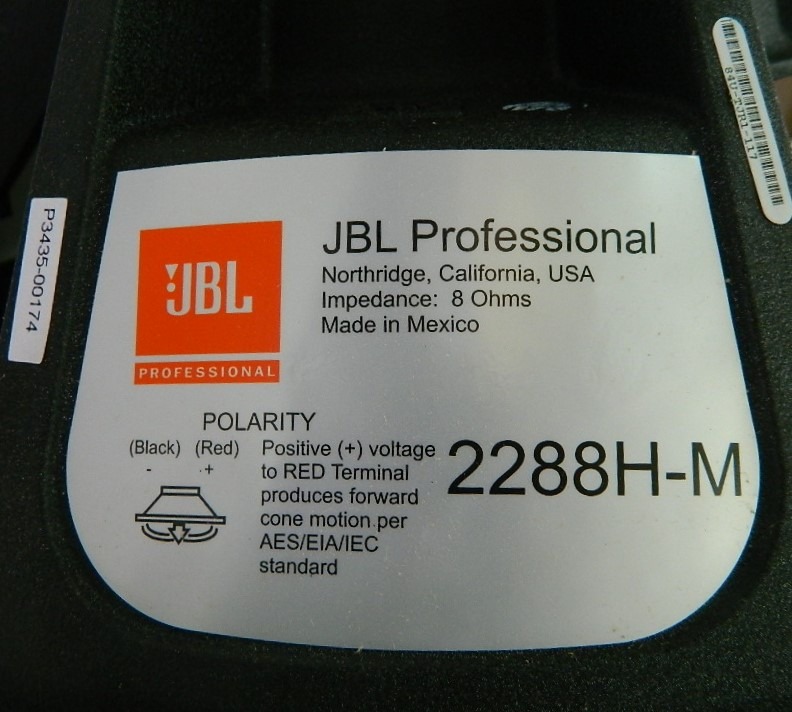 JBL 2288H-M 18" Speaker for VTX B28, 5125718-01X - The Speaker Exchange